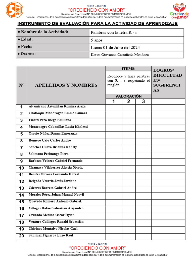 INSTRUM EVALUC - Del P9 | PDF | Modificación de comportamiento | Aprendizaje