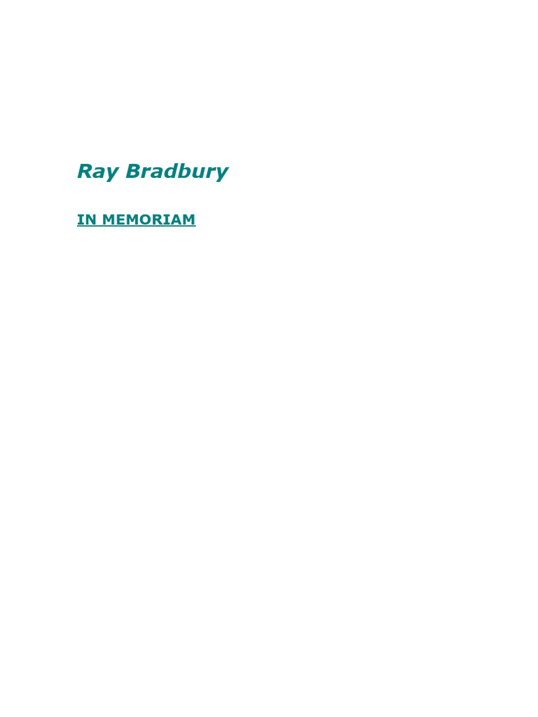 Bradbury, Ray - in Memoriam | PDF