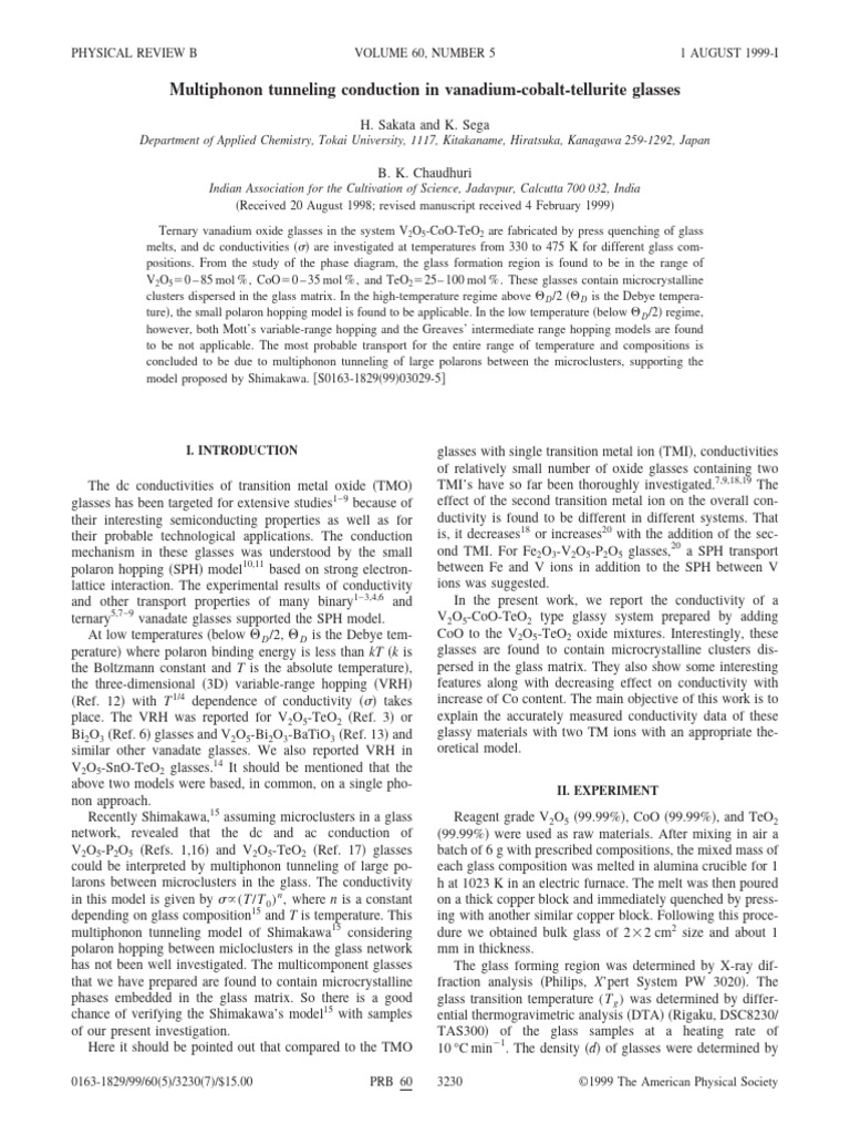 Ref 23 H. Sakata and K. Sega Greves VRH Et Multiphonon++++++++ | PDF | Electrical Resistivity ...