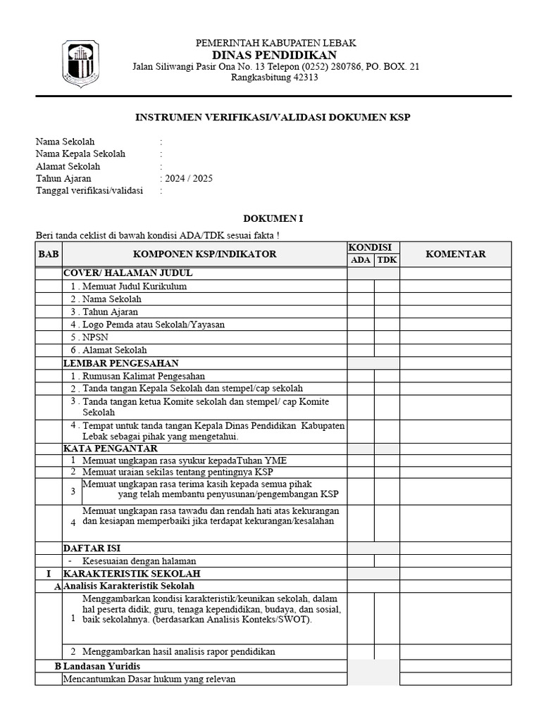 Instrumen Verval KSP SMP 2024 Hasil FGD | PDF | Karier & Perkembangan | Seni