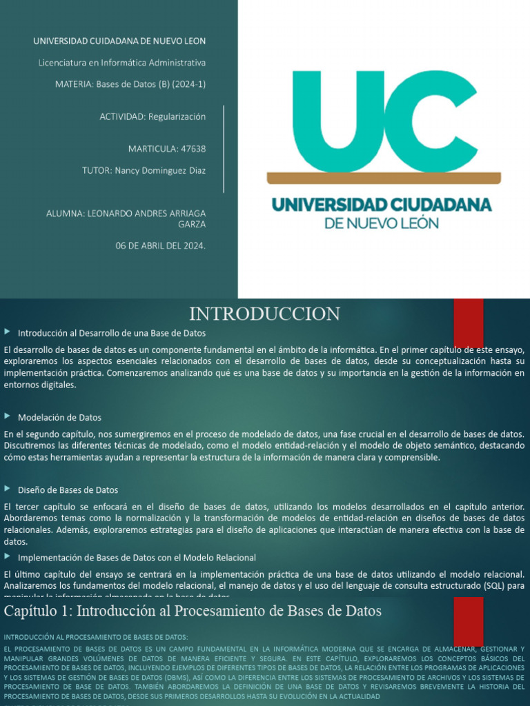 Presentación Base de Datos | Descargar gratis PDF | Bases de datos | Base de datos relacional
