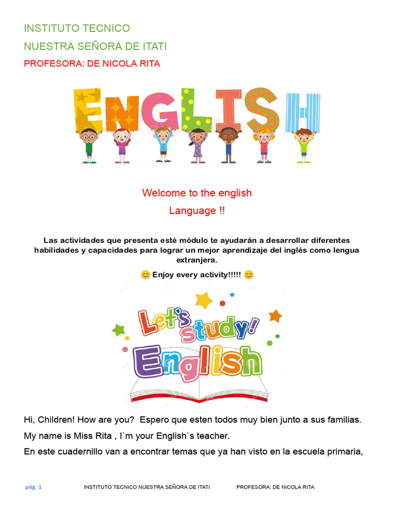 Welcome to the english cuadernillo | PDF