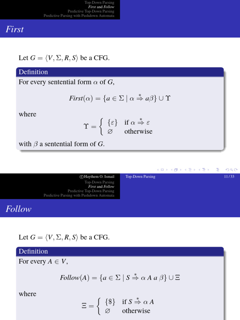 (Slides) Task 6 - Context-Free Grammars First and Follow | PDF