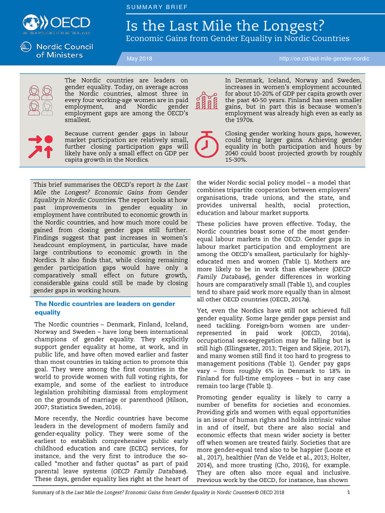Last Mile Longest Gender Nordic Countries Brief | PDF | Nordic Countries | Gender Pay Gap