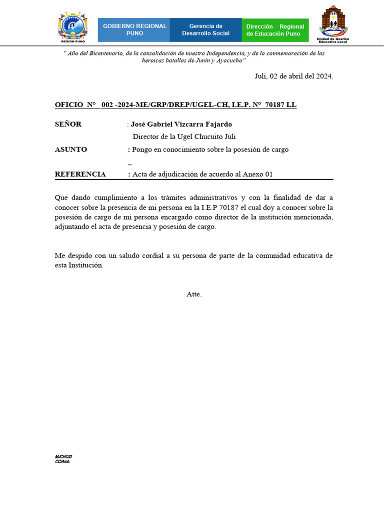 Oficio de Mantenimeinto | PDF | Perú