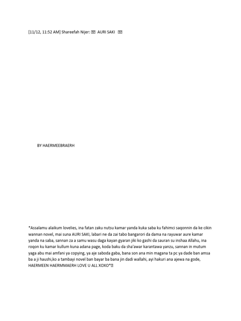 AURI SAKI COMPLETE by flasher(Fatima Adam Ahmad) | PDF