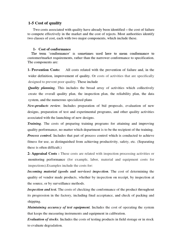 1-5 Cost of Quality | PDF | Reliability Engineering | Business