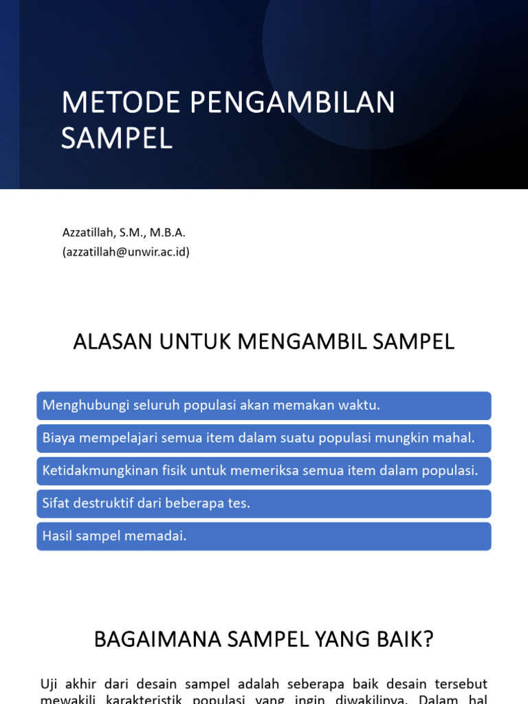 Metode Pengambilan Sampel | PDF | Karier & Perkembangan | Komputer