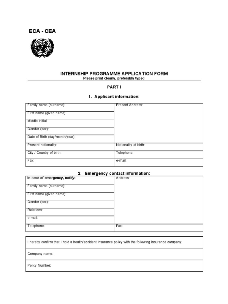 Eca - Cea: Internship Programme Application Form | PDF | Evidence ...