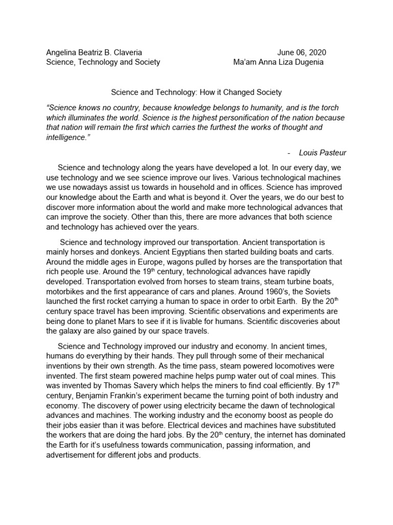 Impact of Science and Technology on Society | PDF | Science | Space ...