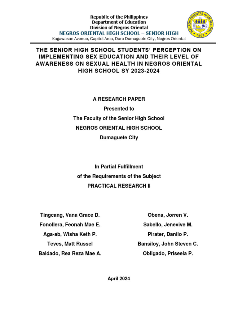 Pr2 Final Paper PDF 2 | PDF | Sex Education | Sexual Intercourse