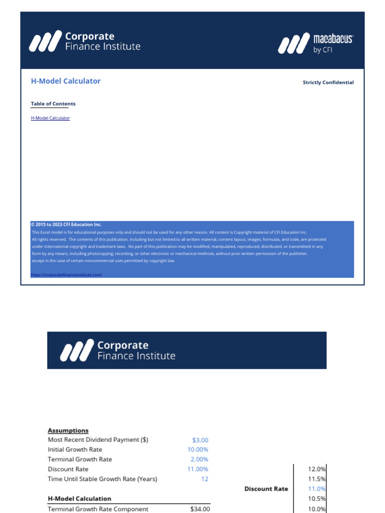 H-Model-Calculator | Download Free PDF | Discounted Cash Flow | Copyright