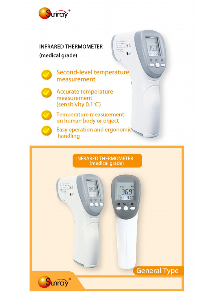 Sunray Forehead Thermometer Srt02a | PDF