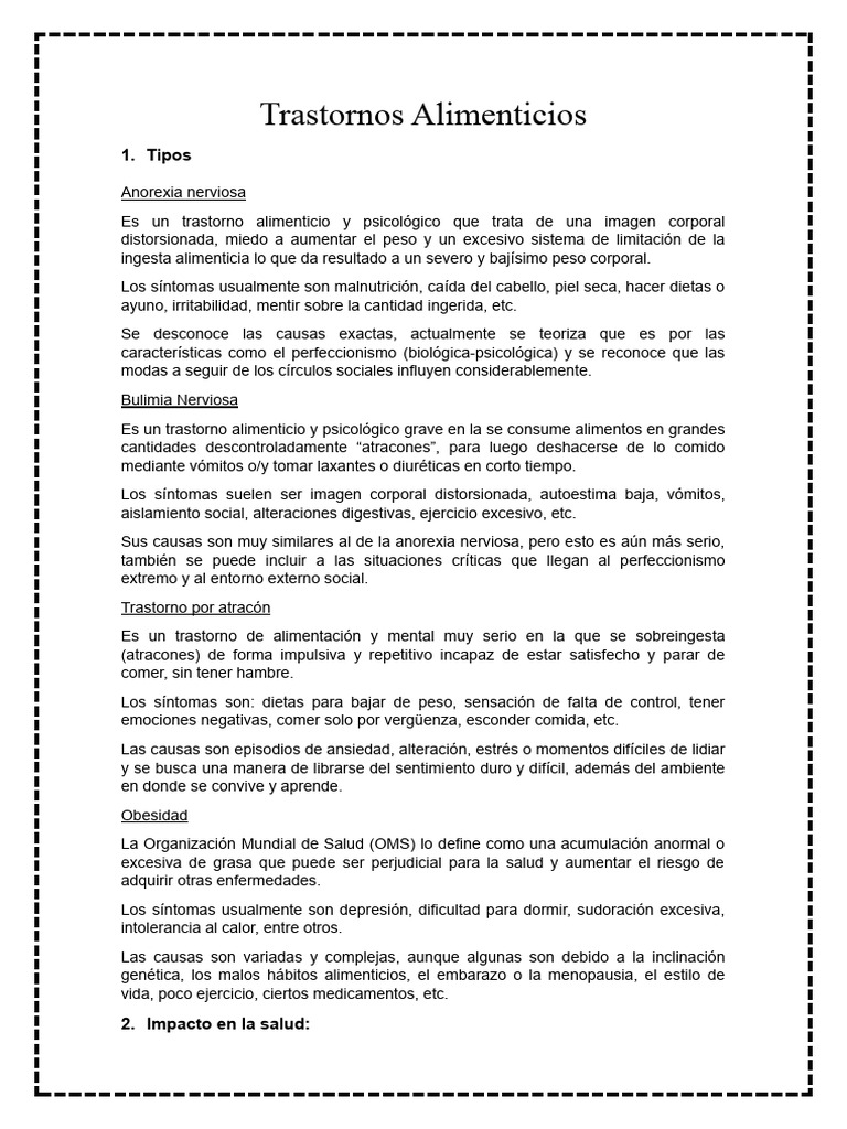 Trastornos Alimenticios | PDF | Desorden alimenticio | Psicología anormal