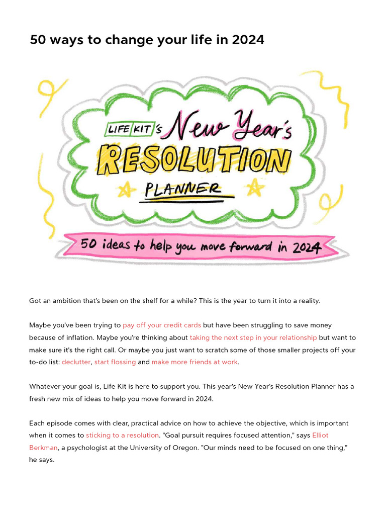 50 Life-Changing Tips for 2024 | PDF | Psychology