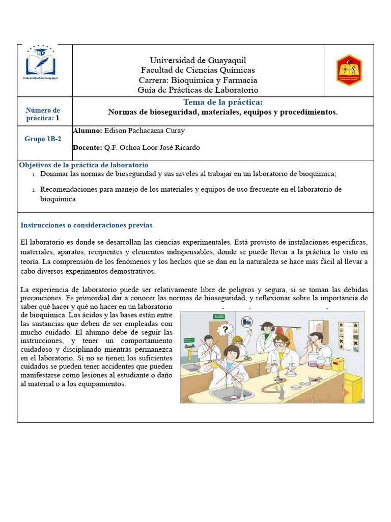 PRACTICA 1. Bioseguridad en laboratorios-EP | PDF | Laboratorios