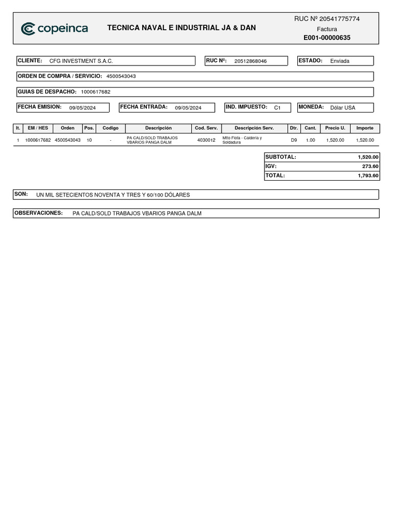 E001-635 Copeinca | PDF