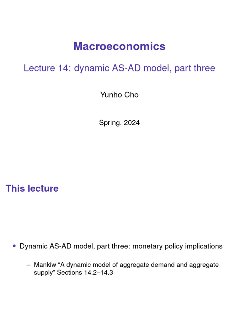 IntroMacro Lecture14 | PDF | Inflation | Monetary Policy