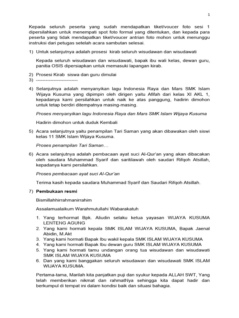 Teks MC Wisuda (Updt Final) | PDF