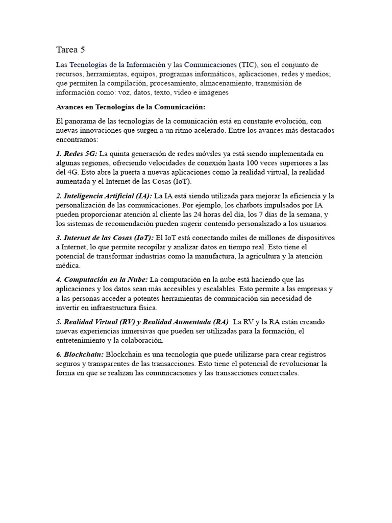Tarea 5-Piguave-Tics | PDF | Informática | Tecnología