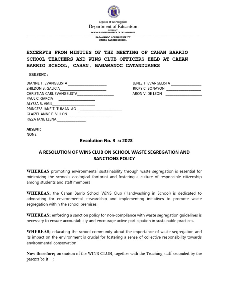 Waste Segregation Resolution | PDF | Waste Management | Waste