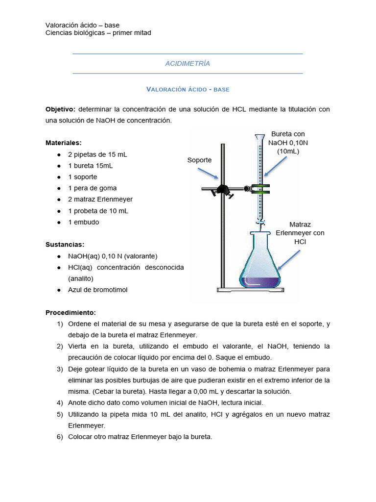 Protocolo Primera Mitad Quimica | PDF | Valoración | Química