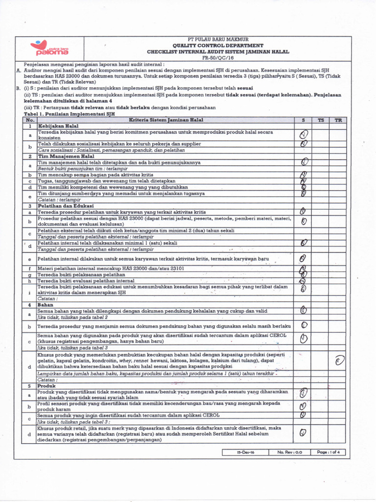 Cheklist Audit PBM24 | PDF