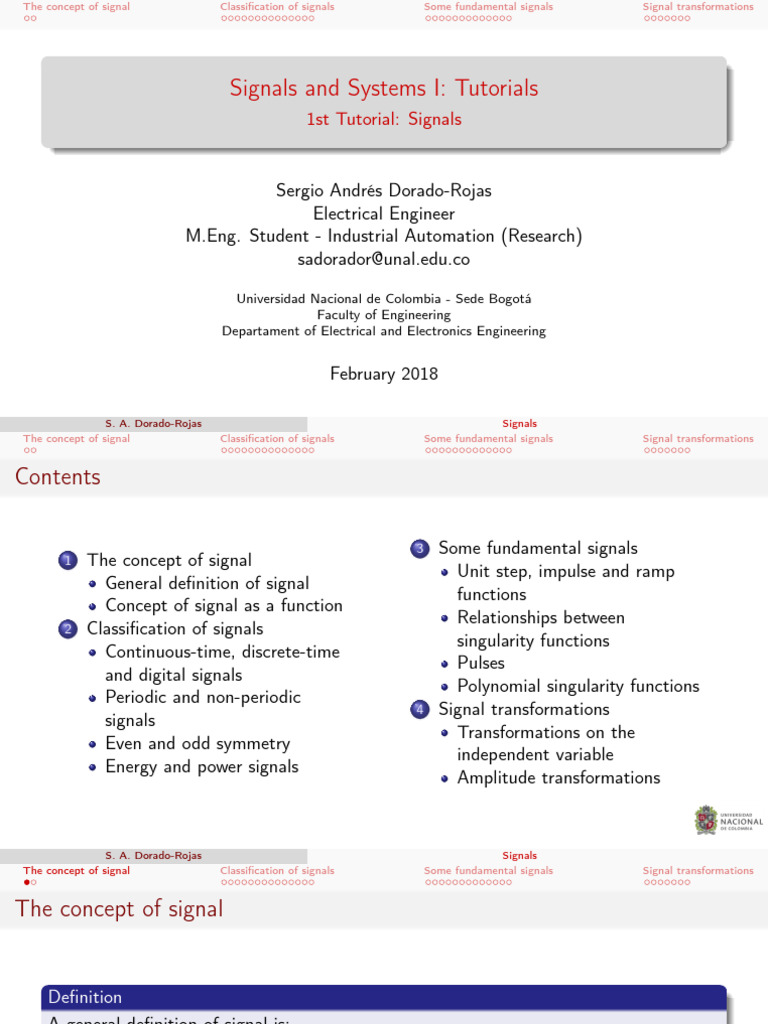 Tutorial 1 - Signals (Presentation) | PDF | Discrete Time And Continuous Time | Sampling (Signal ...