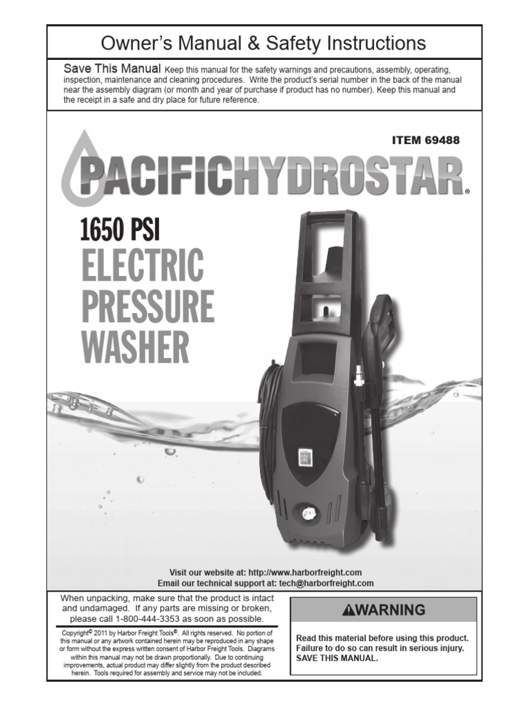 Pacific Hydrostar 1650 Psi Owner S Manual | PDF | Washing Machine ...
