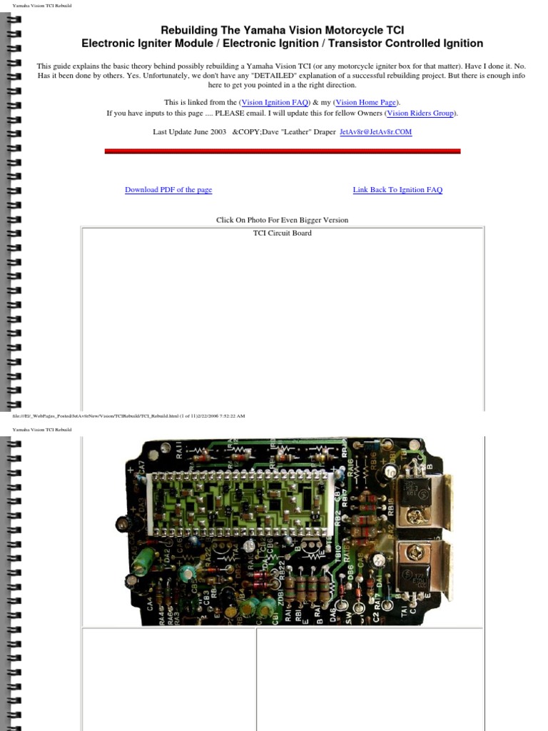 Rebuild Yamaha Vision Motorcycle TCI Electronic Ignition Module | PDF ...