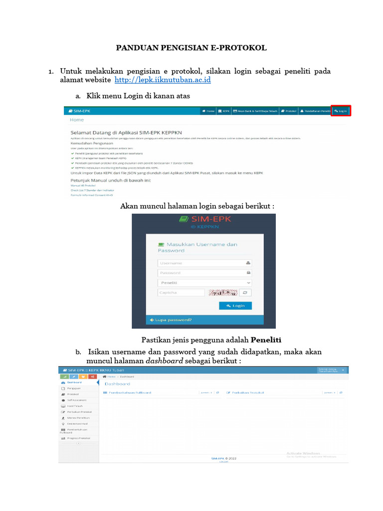 Panduan Pengisian E-Protokol | PDF