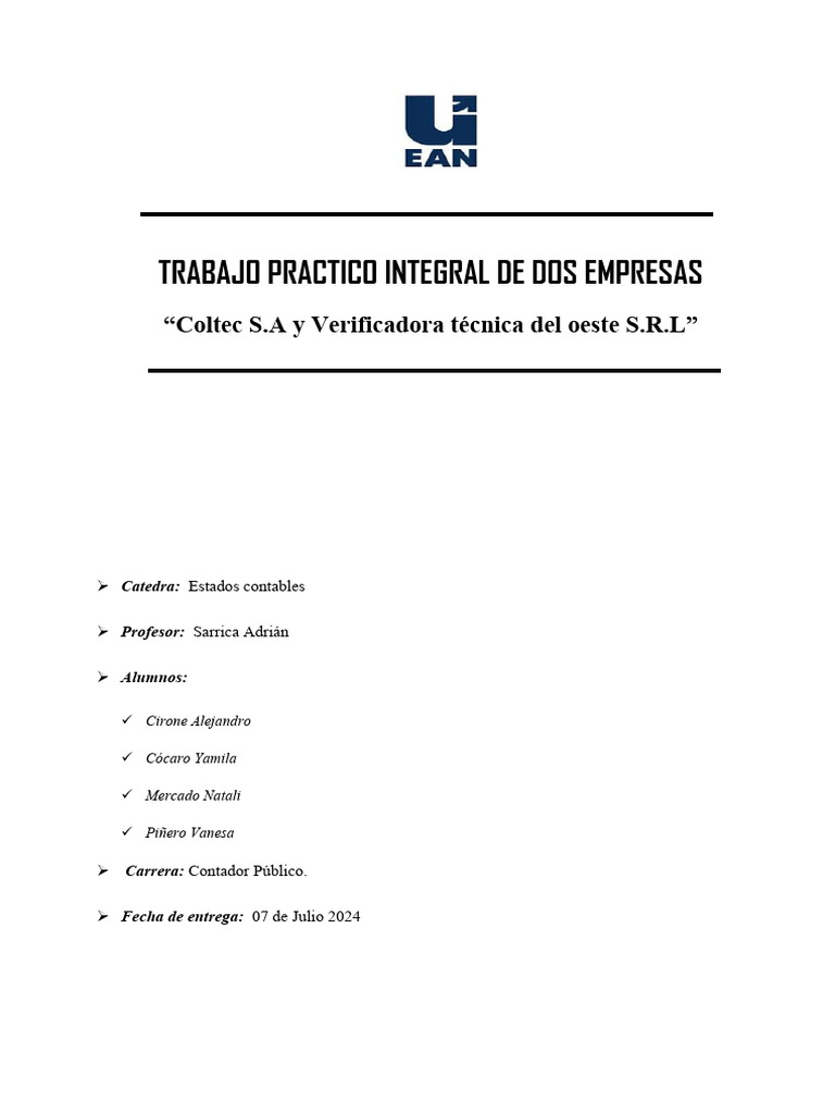 Trabajo Practica Integral de Estados Contables | PDF | Marketing ...