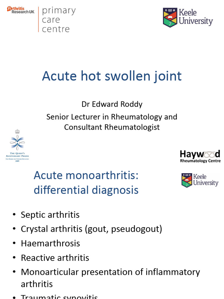 RCP Regional CME Day 2016.acute Hot Joint - DR Edward Roddy - 0 | PDF ...