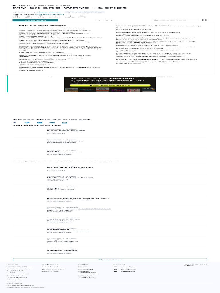 My Ex and Whys - Script PDF | PDF