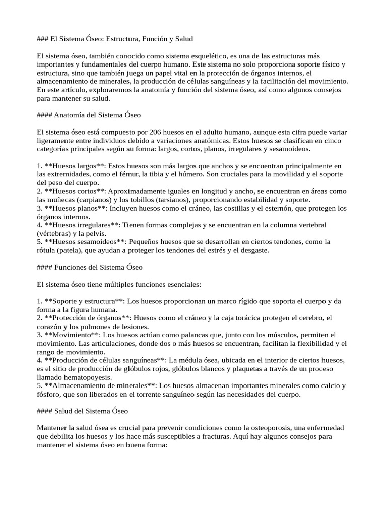 Sistema Oseo | PDF | Hueso | Esqueleto