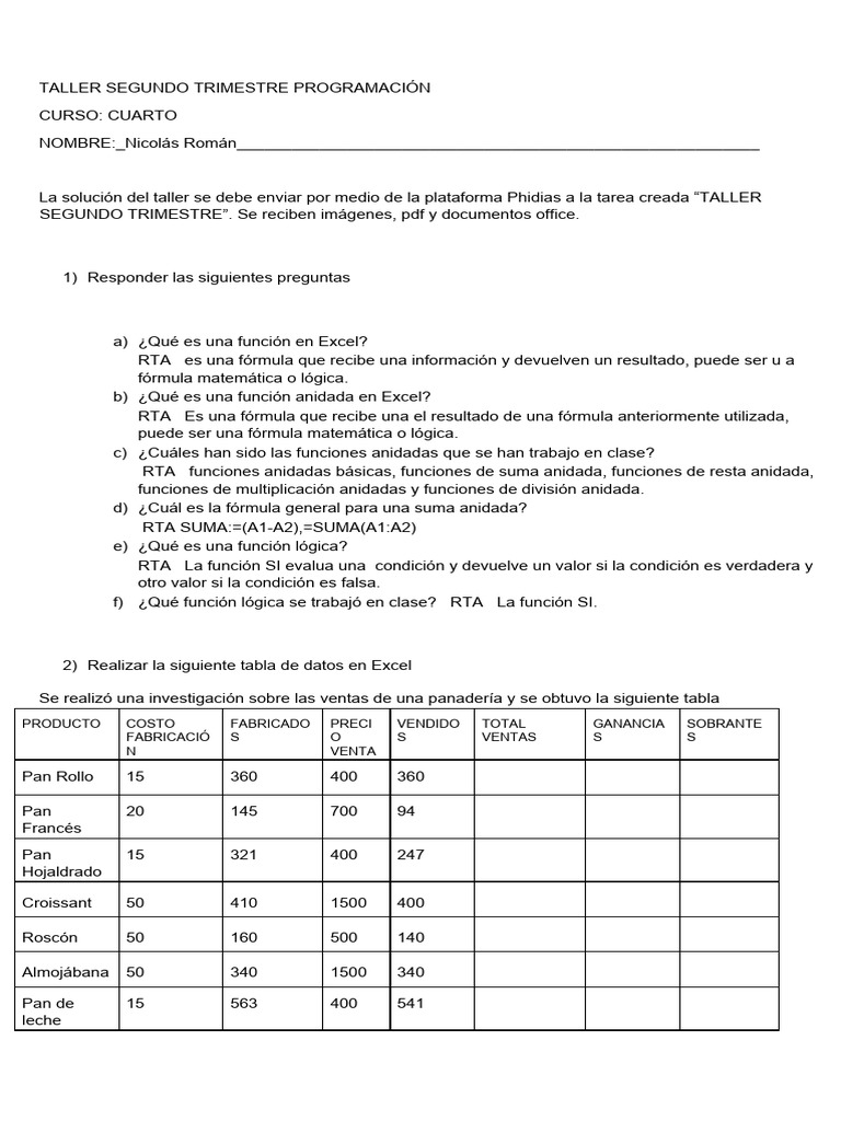 Taller 2 Programación | PDF | Tecnología