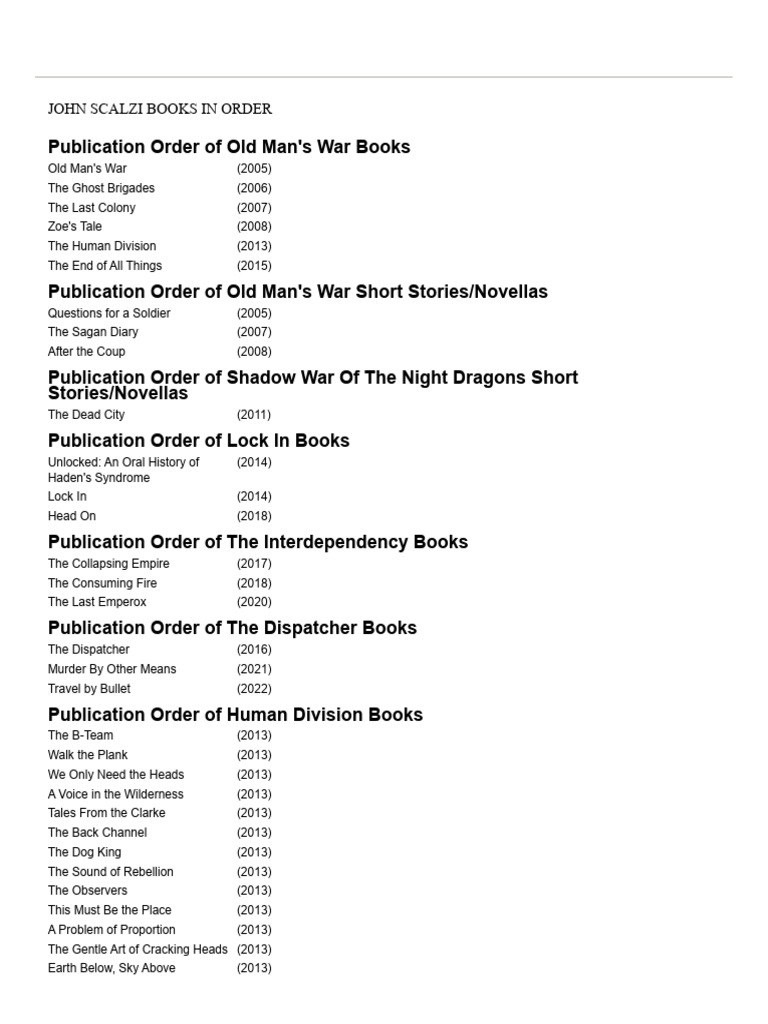 John Scalzi's Books in Order | PDF