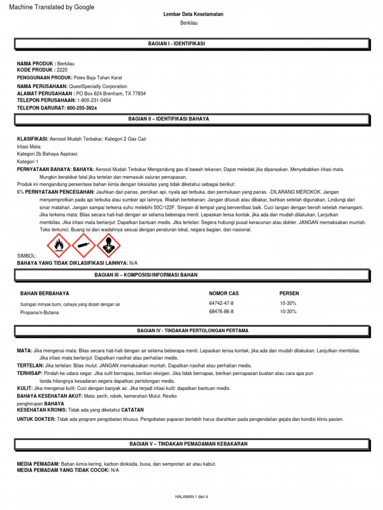 MSDS - SPARKLE Id | PDF | Sains & Matematika