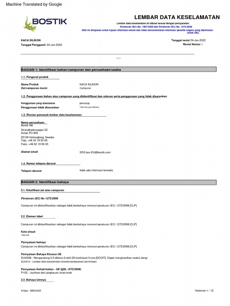 Msds-Silicone-Glass-0,3l Id | PDF