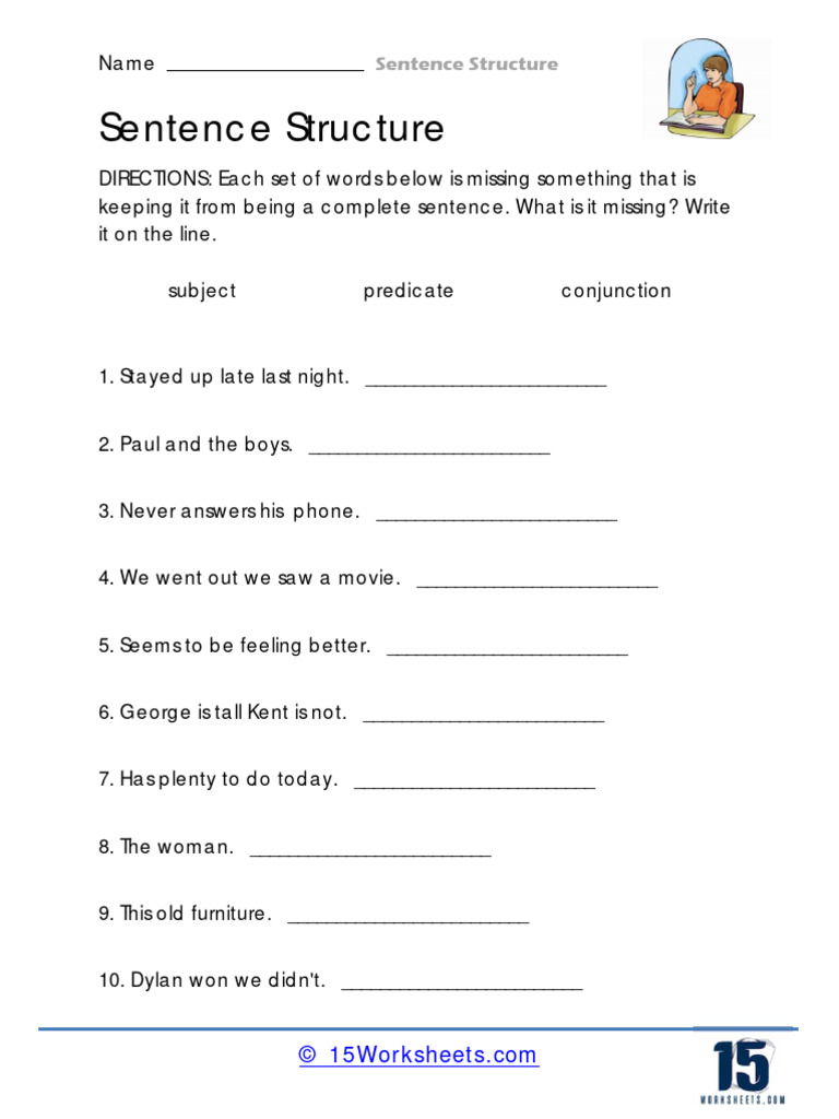 Sentence Structure: DIRECTIONS: Each Set of Words Below Is Missing ...