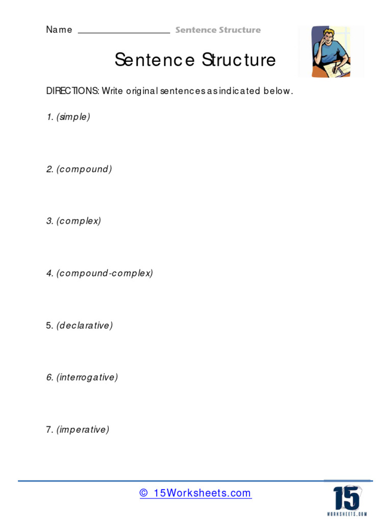 Sentence Structure: DIRECTIONS: Write Original Sentences As Indicated ...