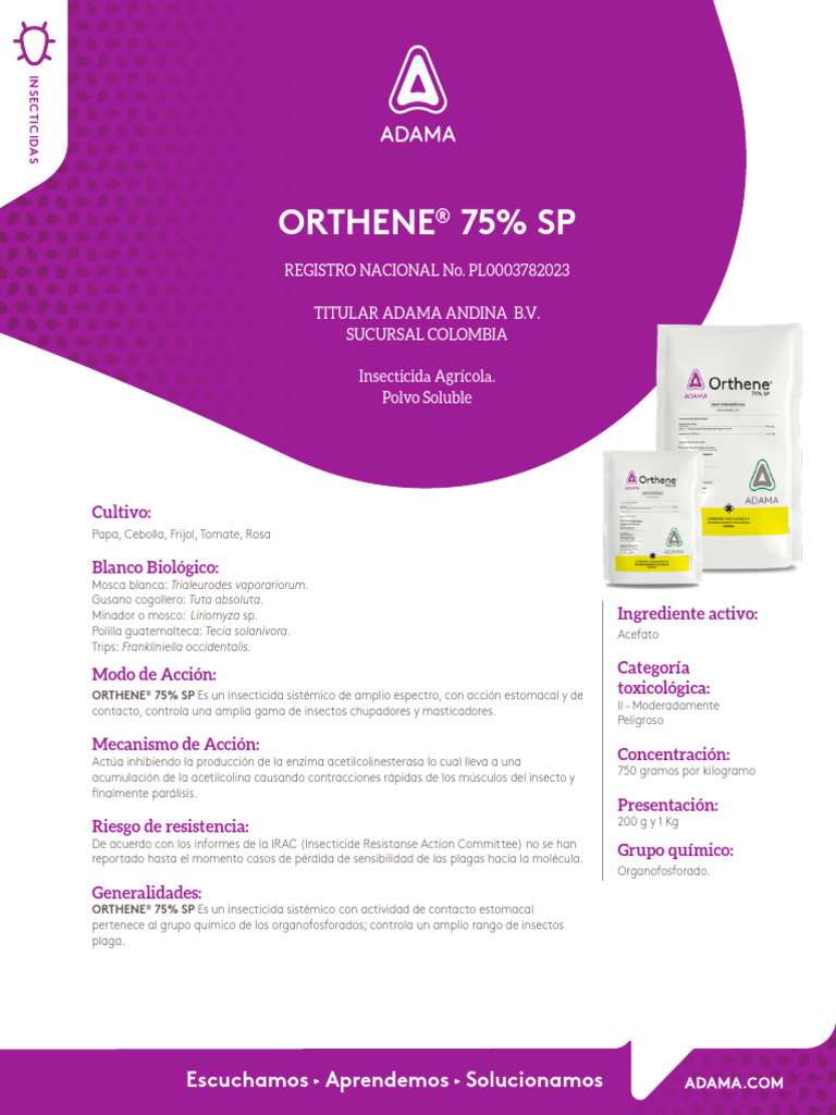 FICHA TECNICA ORTHENE 75 v-062024 | PDF | Pesticida | Agricultura