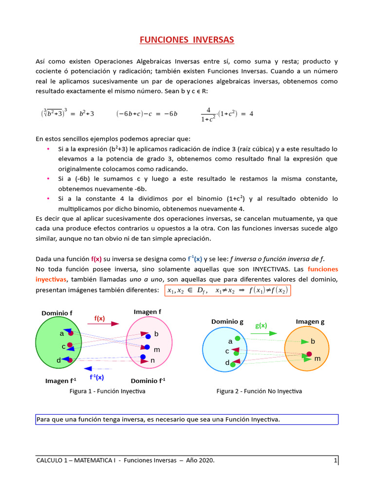 Funciones Inversas | PDF | Función (Matemáticas) | Raíz cuadrada