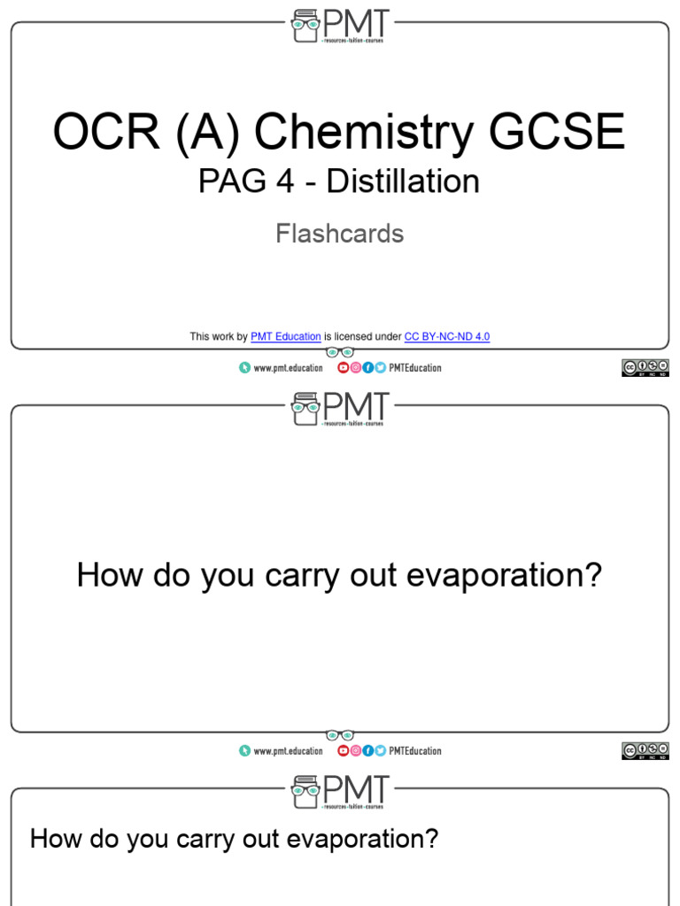 Flashcards - PAG 4 Distillation - OCR (A) Chemistry GCSE | PDF ...