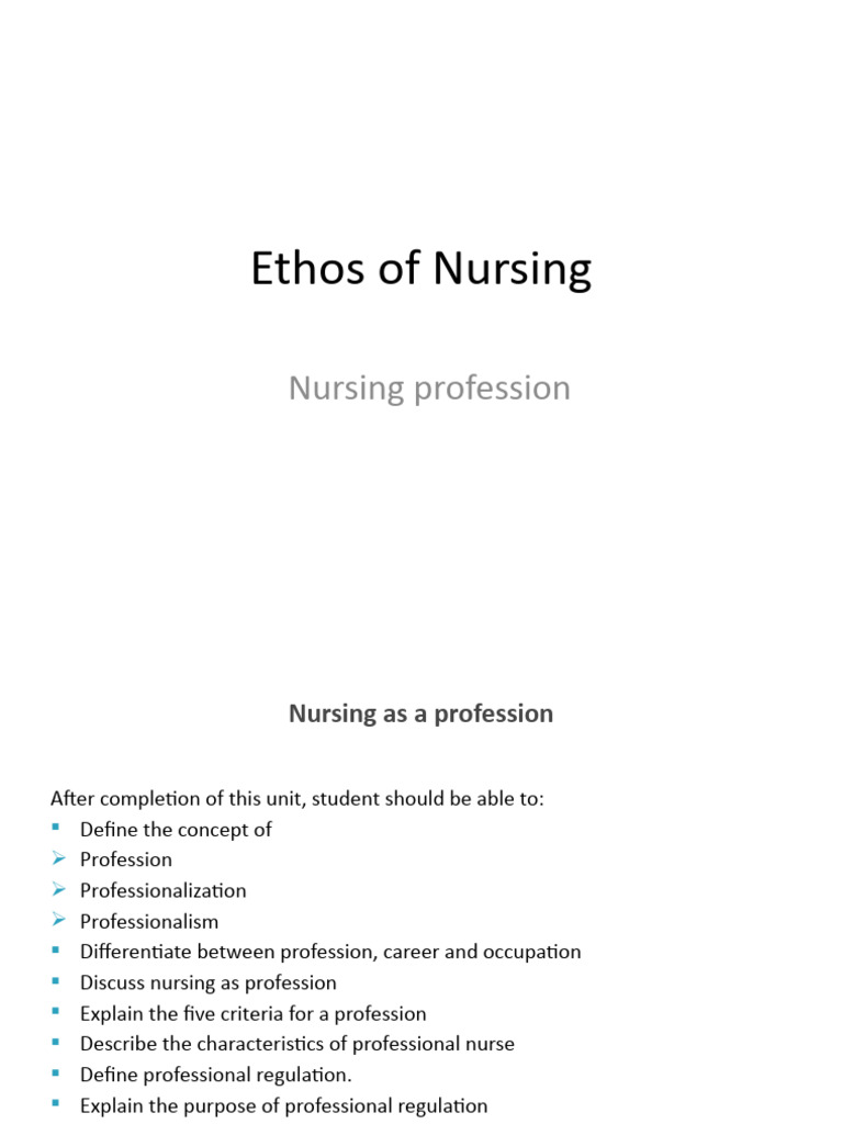 Ethos Unit 3 Nursing As A Profession | PDF | Profession | Nursing
