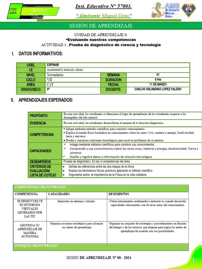 5º Ses Act 1-Cyt-u Cero | Descargar gratis PDF | Aprendizaje | Evaluación