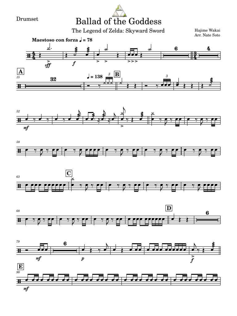 Ballad of The Goddess-Drumset | PDF