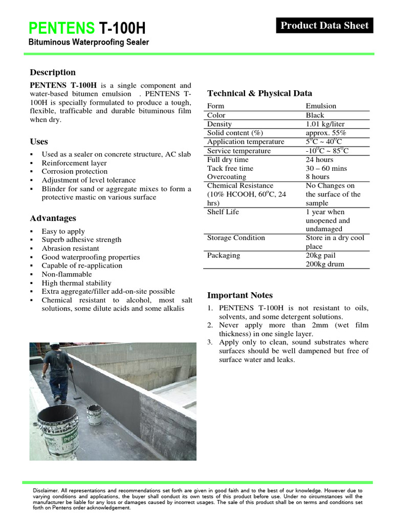 Pentens: Bituminous Waterproofing Sealer | PDF | Materials | Building Engineering