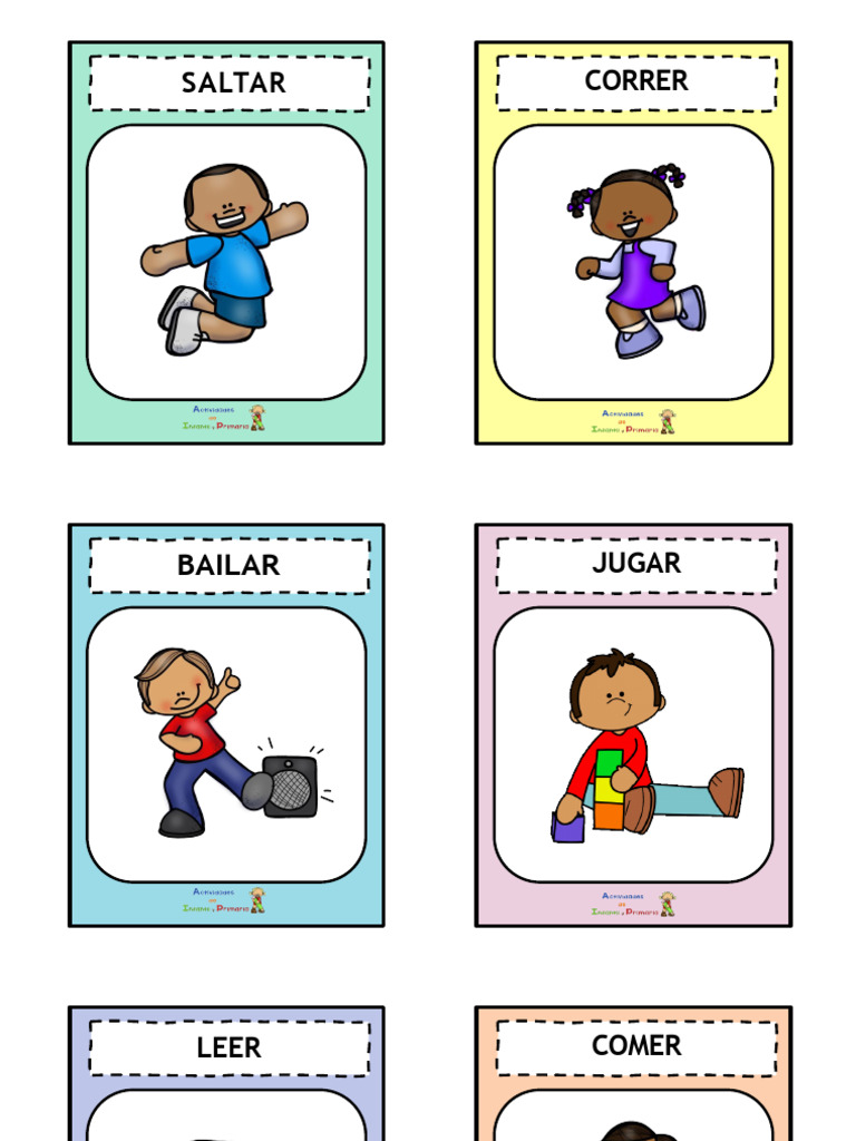 Verbos de acción ilustrados para niños | PDF