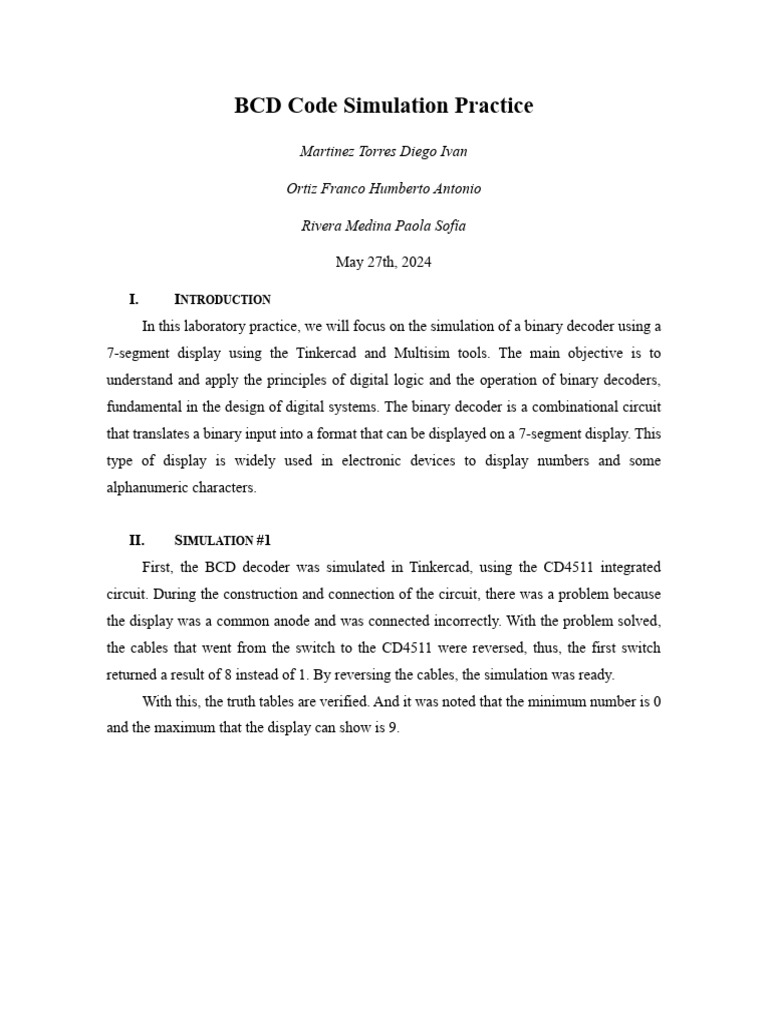 BCD Code Simulation Practice | PDF | Digital Electronics | Electronics